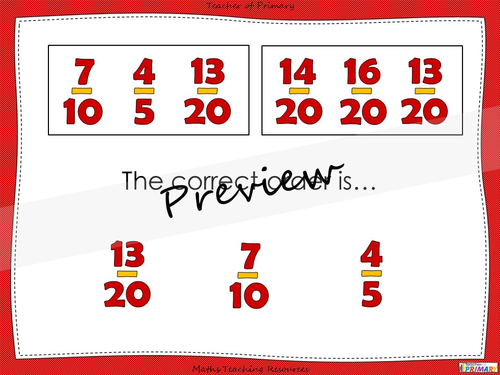 Comparing And Ordering Fractions Year 5 Teaching Resources