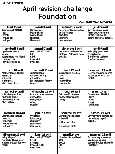 DAILY REVISION CHALLENGE 2 | Teaching Resources