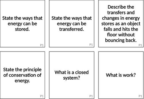 Physics flash cards - P1 Conservation and dissipation of energy ...