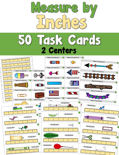 Measure by Inches Task Cards | Teaching Resources