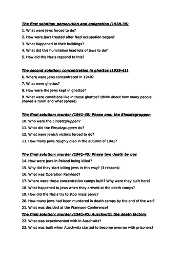 Stages of the Holocaust | Teaching Resources