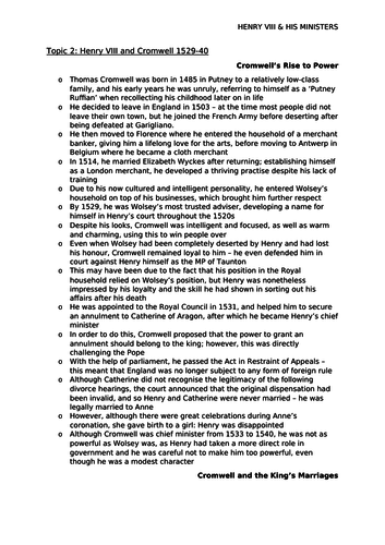 GCSE Edexcel History (9-1): Henry VIII & His Ministers, 1509-40 ...