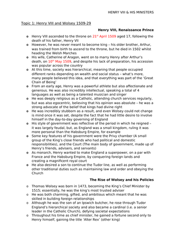 GCSE Edexcel History (9-1): Henry VIII & His Ministers, 1509-40 ...