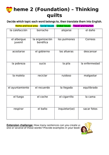 NEW GCSE (9-1) Spanish Foundation - Vocabulary practice | Teaching ...