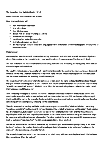 Structure sample answer GCSE | Teaching Resources