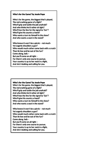 Introduction to WW1 Poetry | Teaching Resources