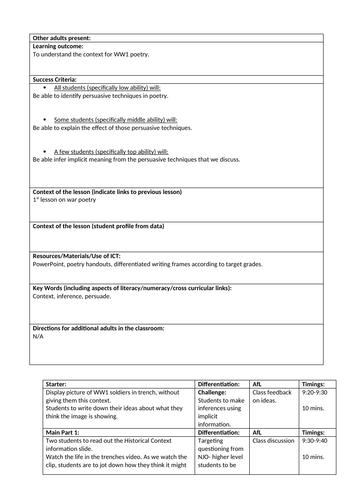 Introduction to WW1 Poetry | Teaching Resources