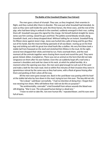 Animal Farm Chapter 4 Analysis (the battle of the cowshed) | Teaching ...