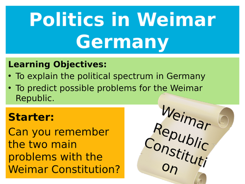 GCSE 9-1 Edexcel Key Topic 1: The Weimar Republic, 1918 - 29 | Teaching ...