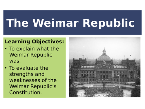 GCSE 9-1 Edexcel Key Topic 1: The Weimar Republic, 1918 - 29 | Teaching ...