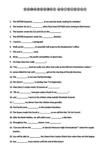 Homophones starter activity literacy KS1 KS2 KS3 | Teaching Resources