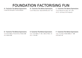 Foundation Factorising Fun | Teaching Resources
