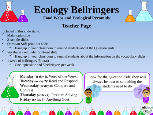 One Week of Food Web and Ecological Pyramid Bellringers Warm Ups with ...