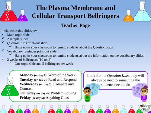 Two weeks of Cellular Transport Bellringers Warm Ups with Answer Key ...