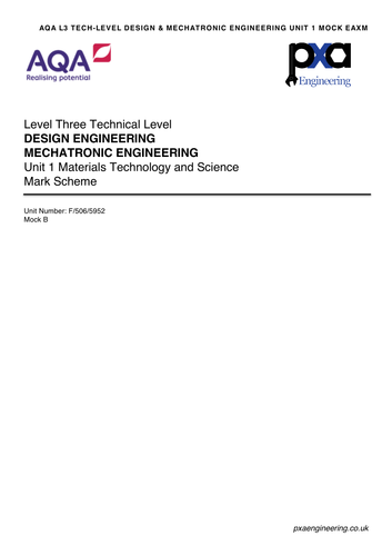 KS5 AQA Design & Mechatronic Engineering Tech Level Unit 1 Materials ...