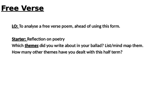 Free verse poetry | Teaching Resources