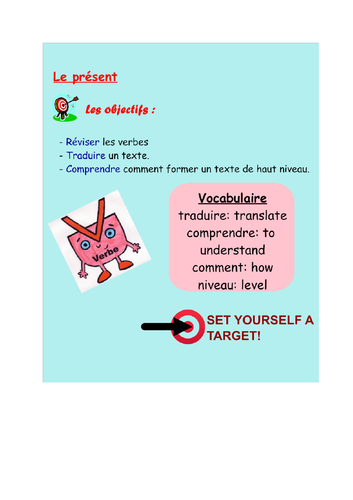 Revision lesson on the present tense. FRENCH VERBS. Whole lesson for ...
