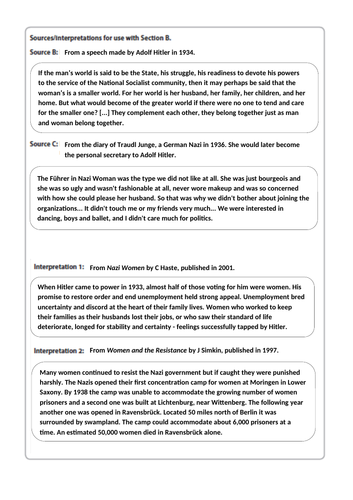 Weimar and Nazi Germany 1918-39: Practice MOCK w/Mark Scheme | Teaching ...