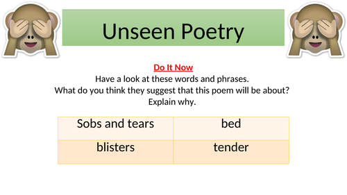 Unseen Poetry Eduqas Specification | Teaching Resources