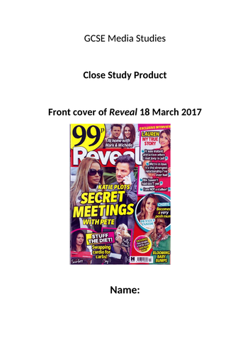 Close Study Product Front cover of Reveal March 2017 GCSE Media Studies ...