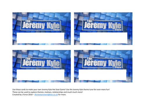 Jeremy Kyle Cue Cards Drama / English | Teaching Resources