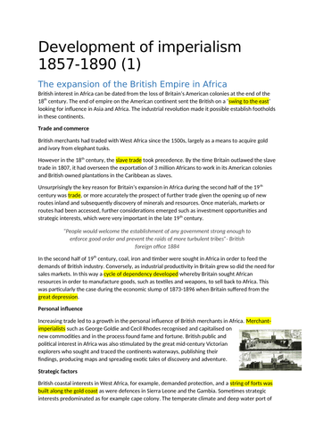 British Empire revision A-Level AQA | Teaching Resources