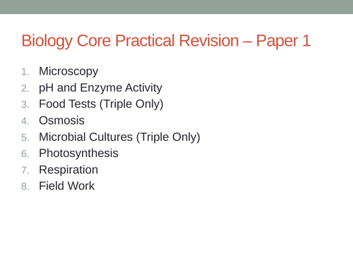 Edexcel Bio9-1 Paper1 Core Prac Revision | Teaching Resources