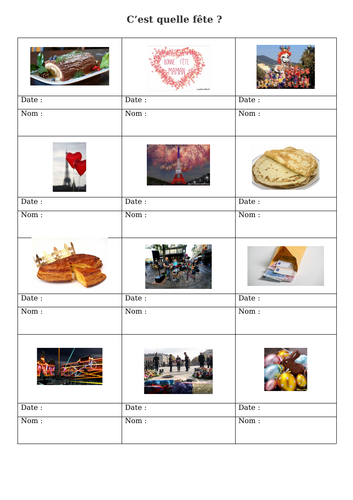 KS3 / GCSE French - Festivals / Bank holidays and special occasions ...