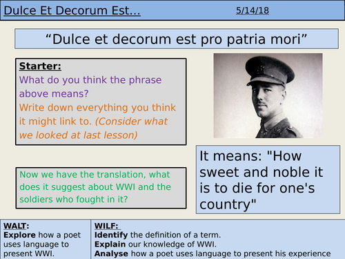 English Poetry Analysis: Dulce Et Decorum Est | Teaching Resources