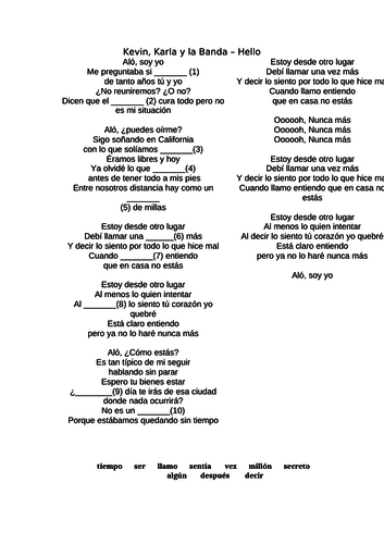 Kevin, Karla y la Banda - Hello (Originally by Adele) | Teaching Resources