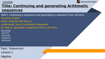 Continuing and generating sequences lesson | Teaching Resources