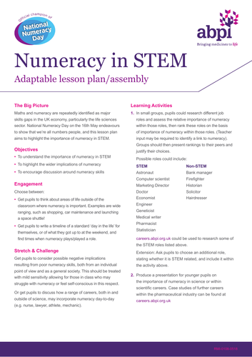 National Numeracy Day Lesson/Assembly Plan with resources for key ...