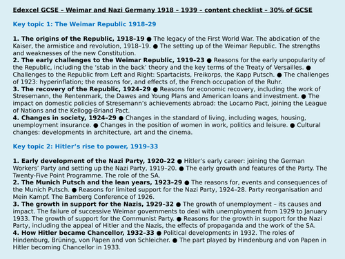 Paper 3 - Weimar Nazi Germany - Edexcel GCSE History - In-depth ...