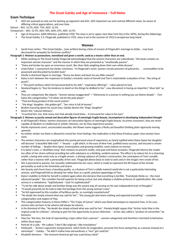 A level English - Age of Innocence and The Great Gatsby Comparison and ...