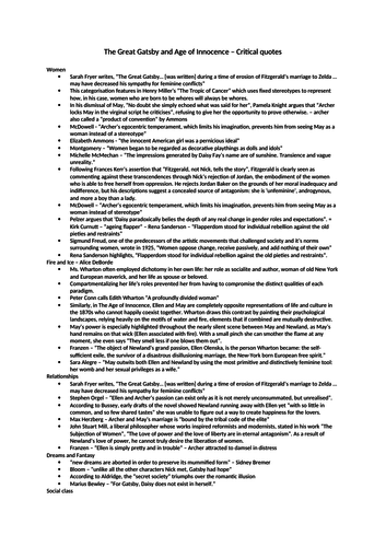 A level English - Age of Innocence and The Great Gatsby Comparison and ...