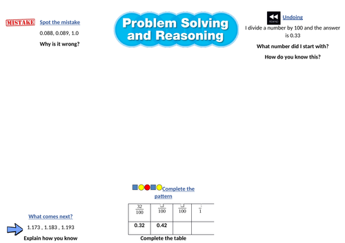 Year 5 Decimals Reasoning and Problem Solving (White Rose) | Teaching ...