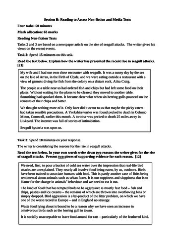 English Language Reading Non-Fiction and Media Texts Examples ...