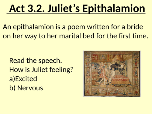 Act 3 Scene 2 Juliet's Epithalamion (Romeo and Juliet) | Teaching Resources
