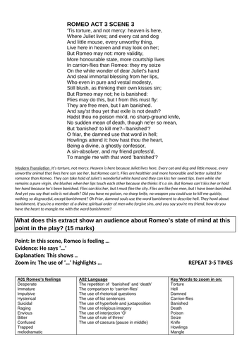 Act 3 Scene 3 Romeo and Juliet - Banishment | Teaching Resources