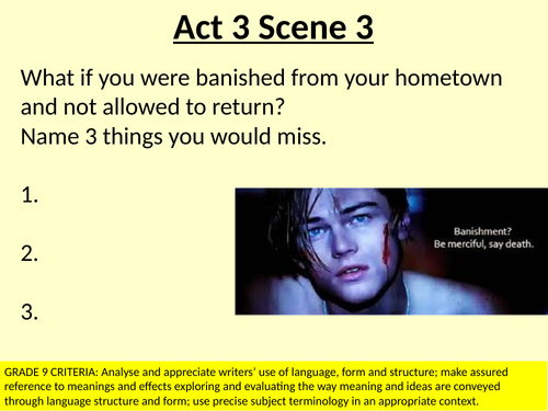 Act 3 Scene 3 Romeo and Juliet - Banishment | Teaching Resources