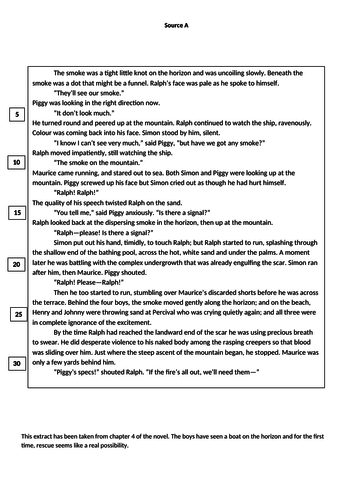 Full SOW Lord of the Flies for AQA Lit P2 | Teaching Resources