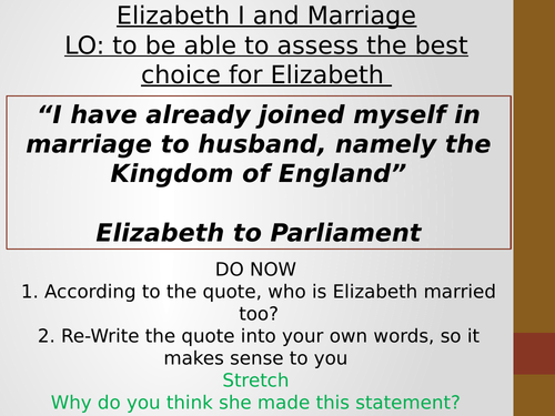 Elizabeth and Marriage | Teaching Resources