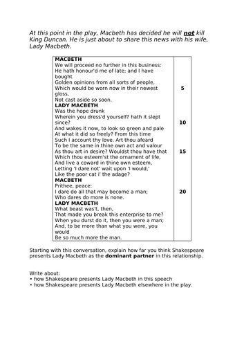 Lady Macbeth and Macbeth Revision - Key Quotation images and practice ...