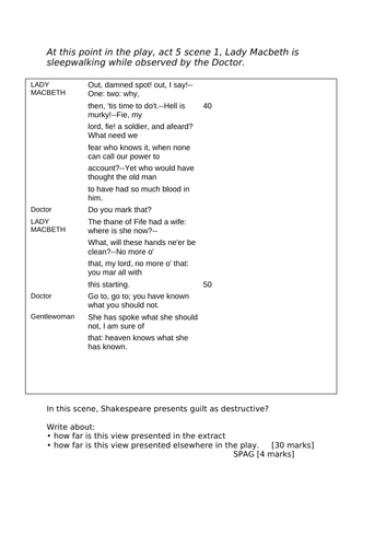 Lady Macbeth and Macbeth Revision - Key Quotation images and practice ...