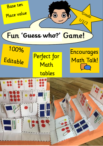 Fun Maths Guess who game KS1 KS2 base ten place value counters editable ...