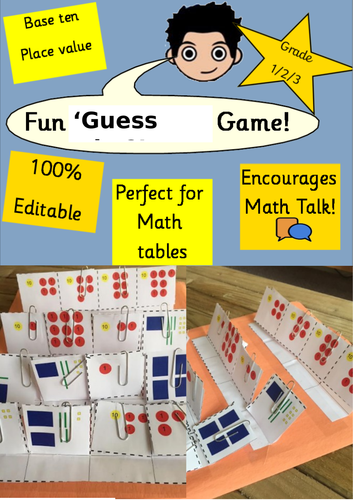 Fun Maths Guess who game KS1 KS2 base ten place value counters editable ...