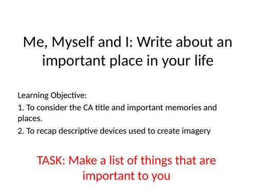 Creative Writing: Writing about an important place | Teaching Resources