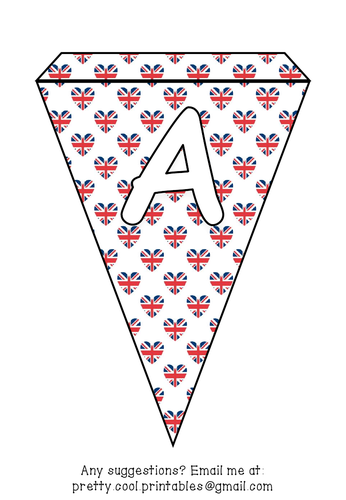 Printable bunting display bulletin letters numbers: Union Jack UK Royal ...