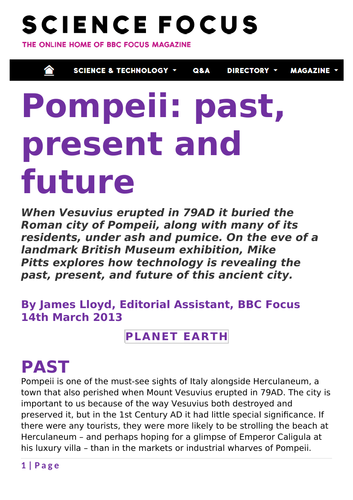 Cities of Vesuvius: Pompeii and Herculaneum | Teaching Resources