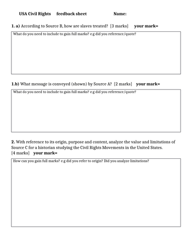 USA Civil Rights source based exam | Teaching Resources